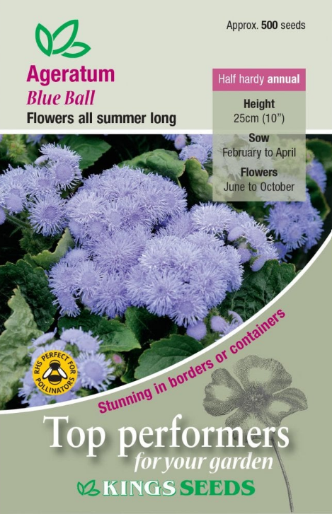 Kings Seeds Ageratum Blue Ball 500 Seeds – JustSeed