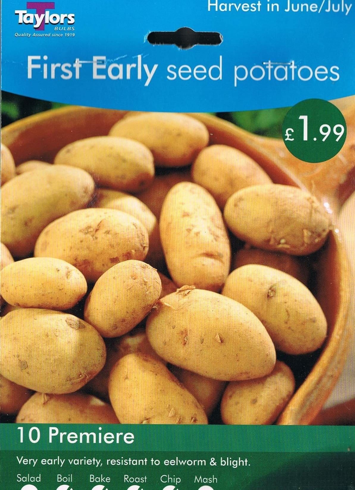 Taylors Seed Potatoes Premiere 10 Tubers First Early – JustSeed